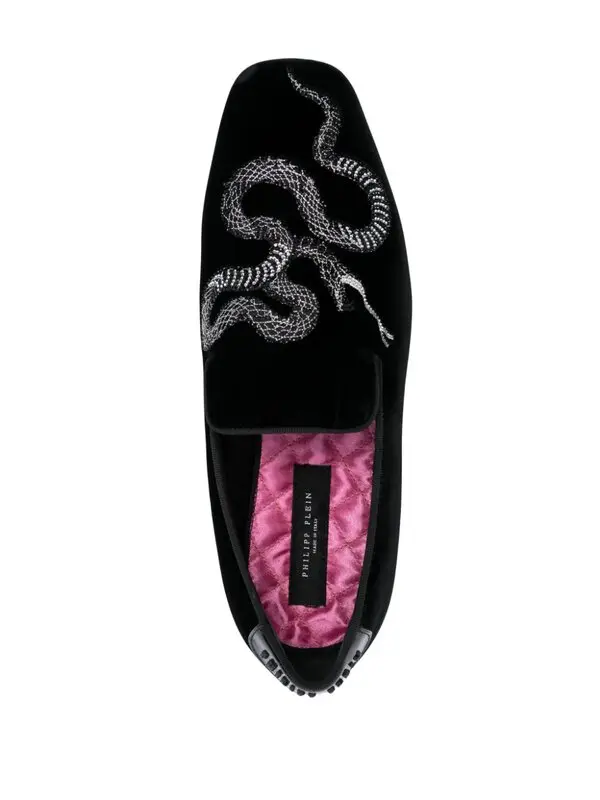 Philipp Plein Crystal Snake Loafers