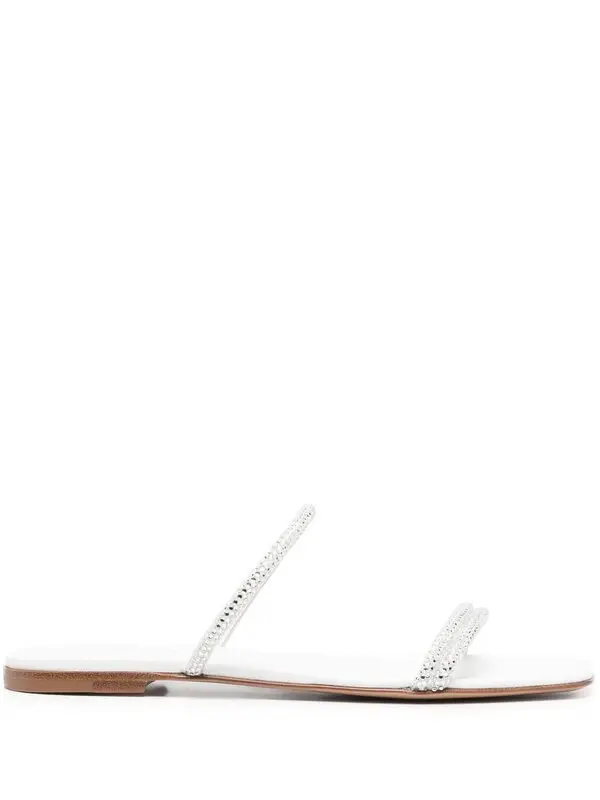 GIANVITO ROSSI Cannes Leather Slip-on Sandals - White