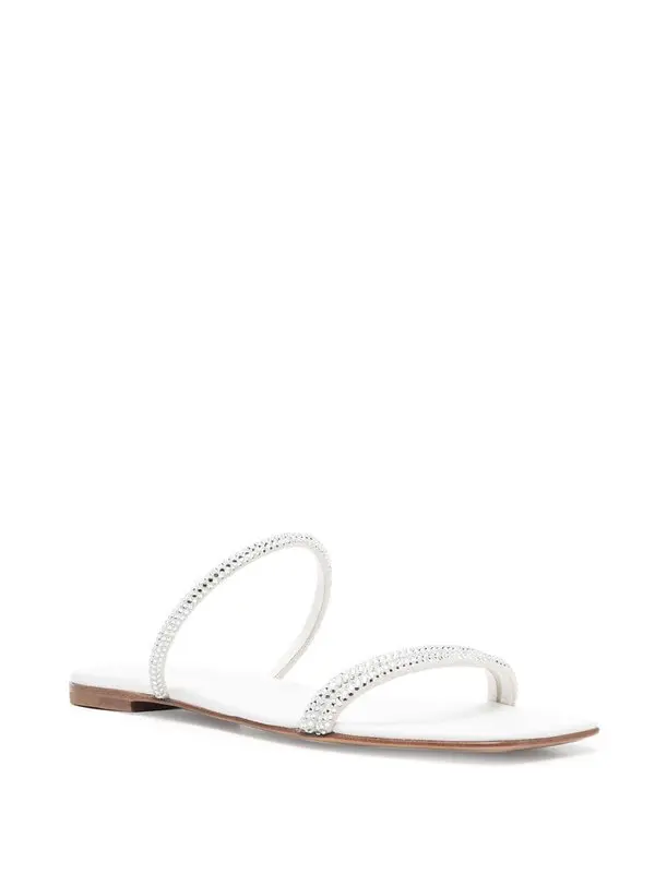 GIANVITO ROSSI Cannes Leather Slip-on Sandals - White