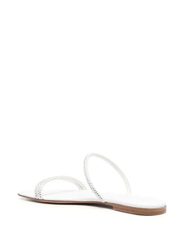 GIANVITO ROSSI Cannes Leather Slip-on Sandals - White