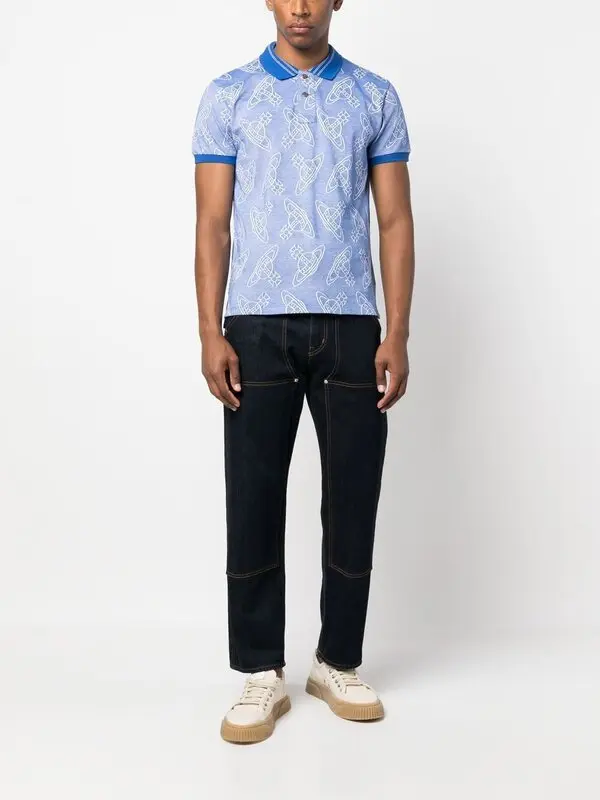 VIVIENNE WESTWOOD Orb Logo-print Polo Shirt - Blue