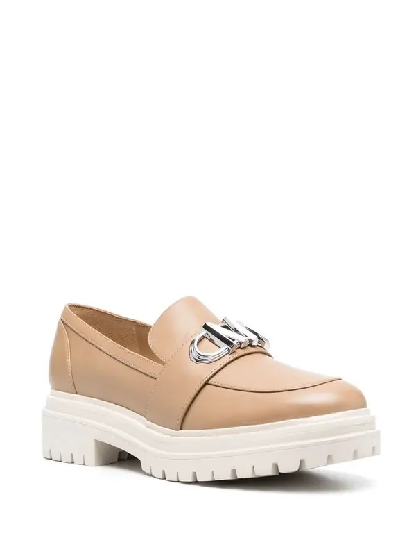 Michael Kors Parker Logo-plaque Leather Loafers - Brown