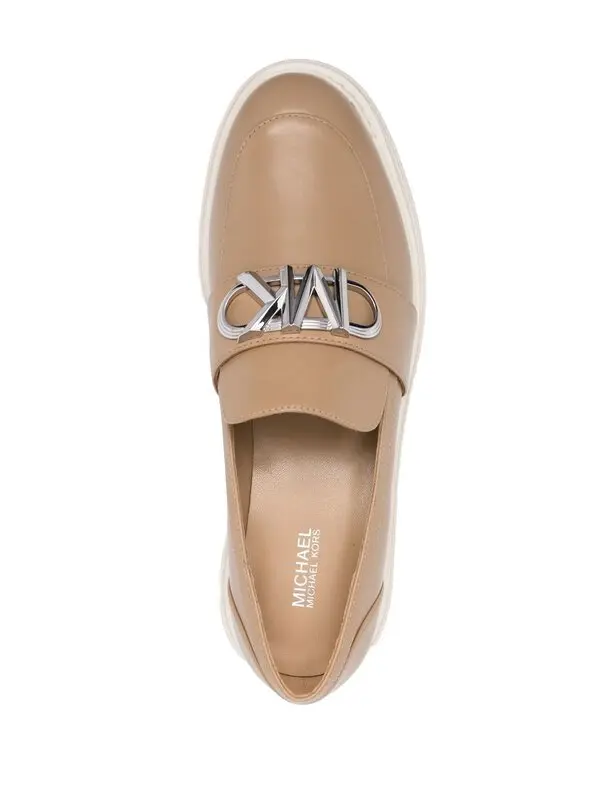 Michael Kors Parker Logo-plaque Leather Loafers - Brown