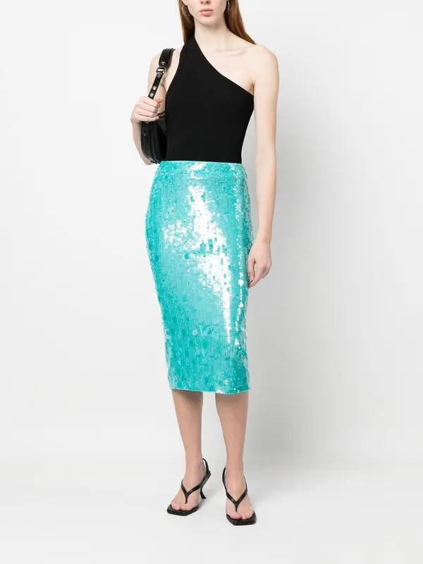 P.a.r.o.s.h Sequin-embellished Pencil Skirt - Blue