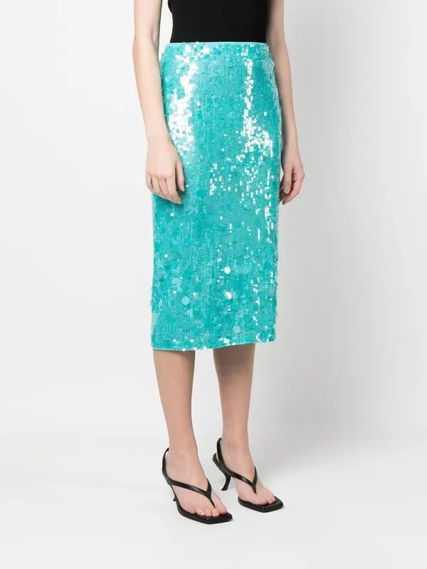 P.a.r.o.s.h Sequin-embellished Pencil Skirt - Blue