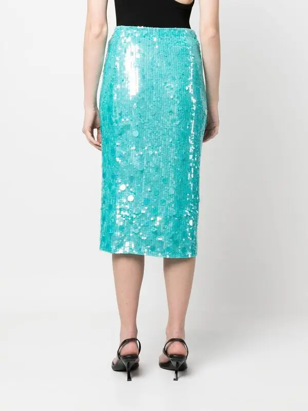 P.a.r.o.s.h Sequin-embellished Pencil Skirt - Blue