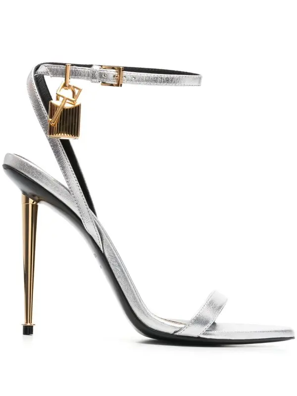 TOM FORD 105mm Padlock Metallic Open-toe Sandals