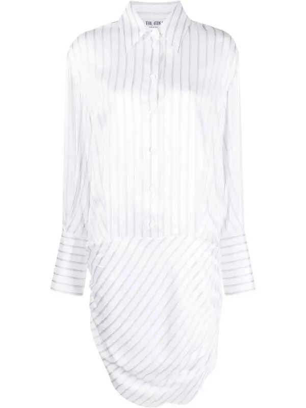 Attico Hatty Striped Shirt Dress - White