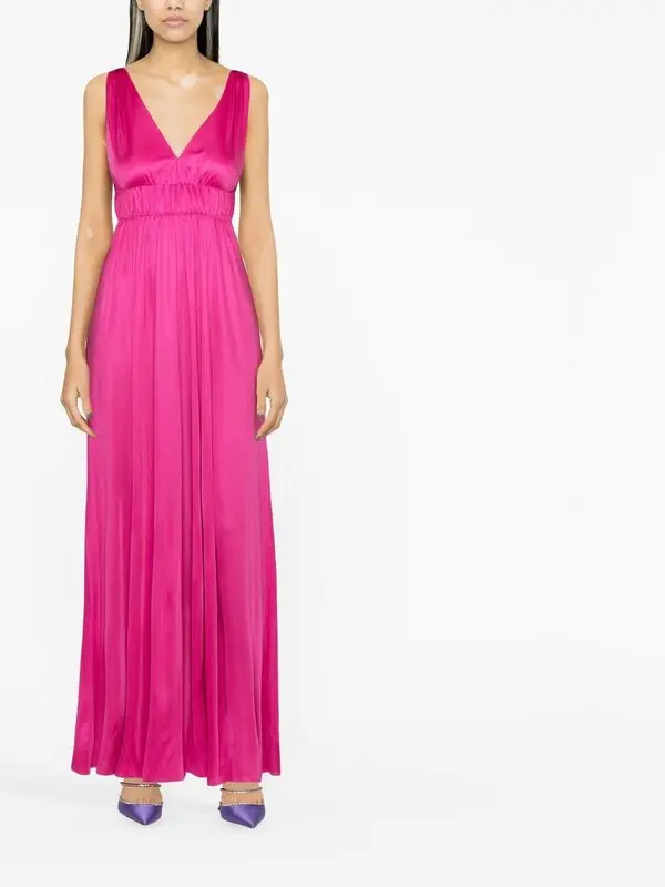 P.a.r.o.s.h V-neck Pleated Maxi Dress - Pink