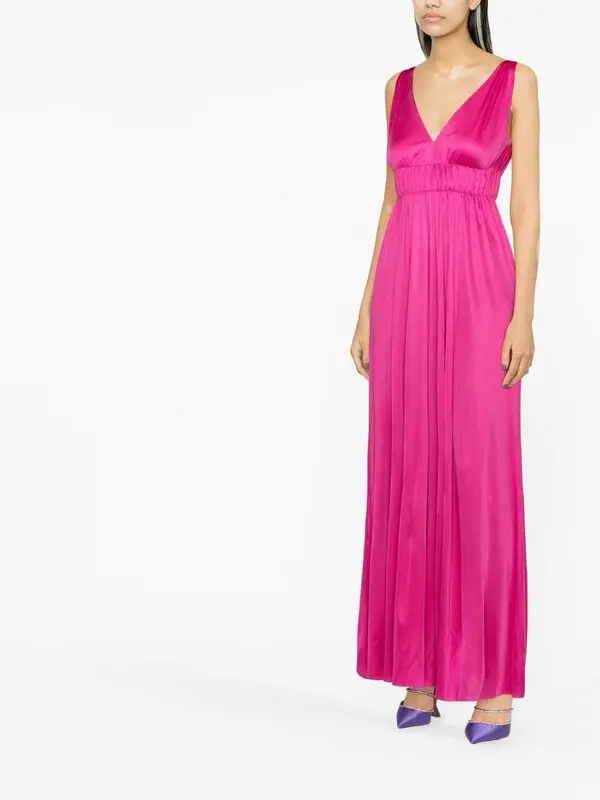 P.a.r.o.s.h V-neck Pleated Maxi Dress - Pink