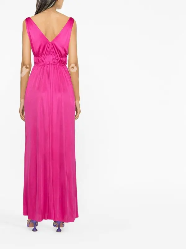 P.a.r.o.s.h V-neck Pleated Maxi Dress - Pink