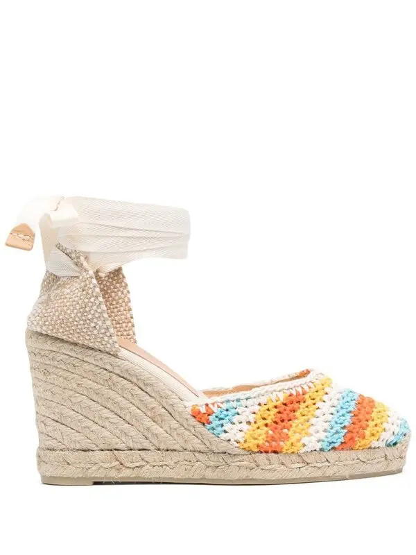 CastaÑer Carina Crochet Wedge Espadrilles - Orange