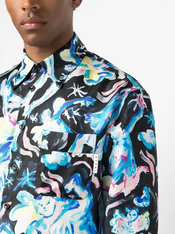 Marni Illustration-print Silk Shirt