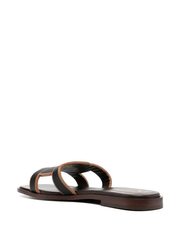 TOD'S Leather Logo Strap Sandals - Black