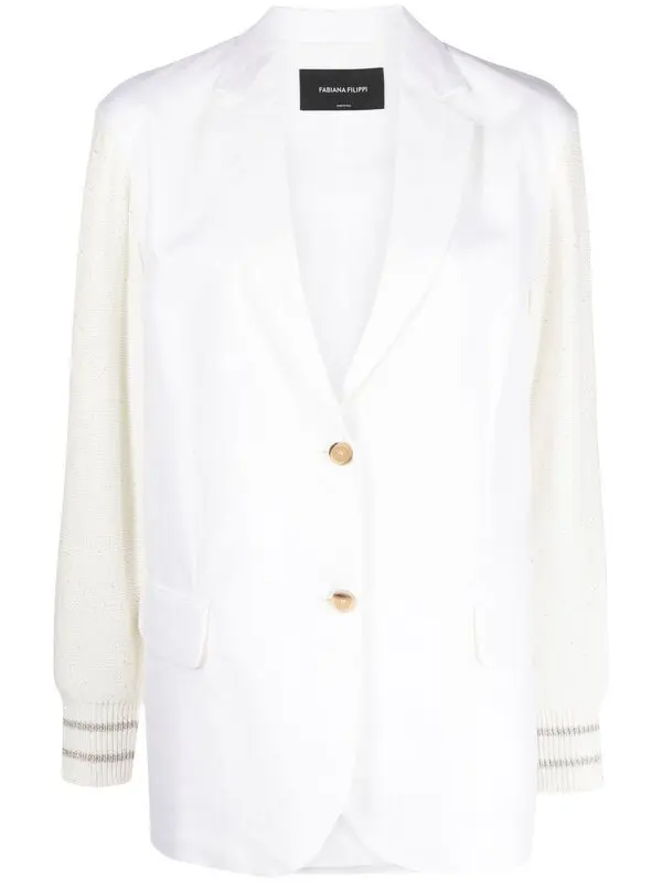 Fabiana Filippi Contrast-sleeve Single-breasted Blazer
