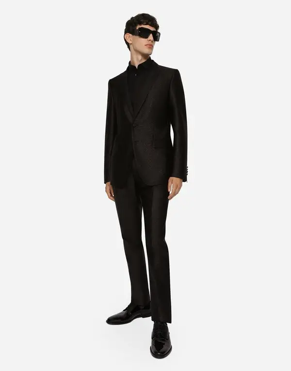 Dolce & Gabbana Cotton Poplin Gold-fit Tuxedo Shirt - Black