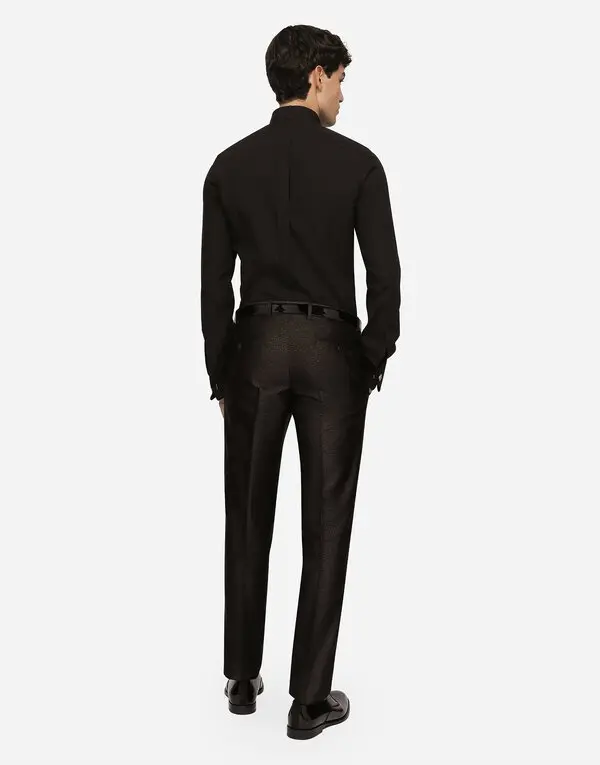 Dolce & Gabbana Cotton Poplin Gold-fit Tuxedo Shirt - Black