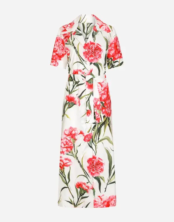Dolce & Gabbana Carnation-print Poplin Shirt Dress