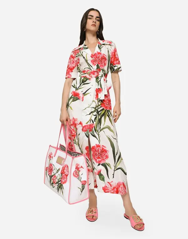 Dolce & Gabbana Carnation-print Poplin Shirt Dress