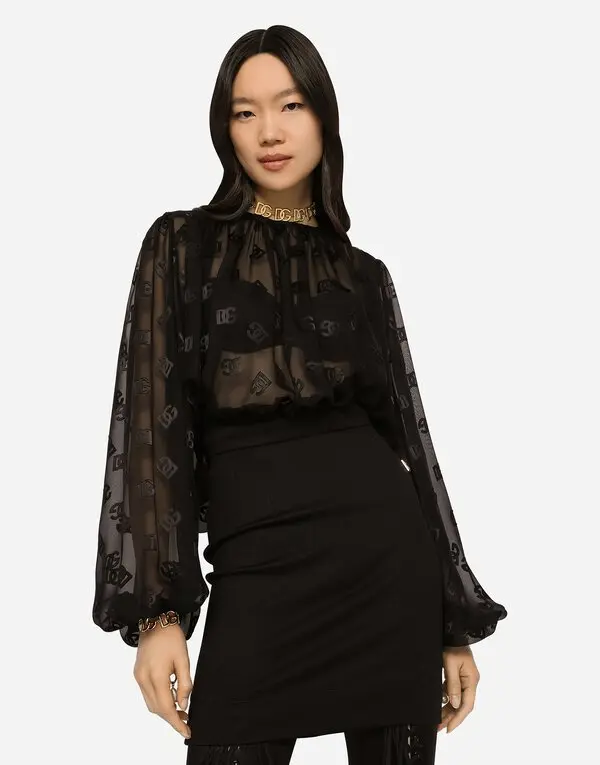 Dolce & Gabbana Dg Logo Devoré Blouse
