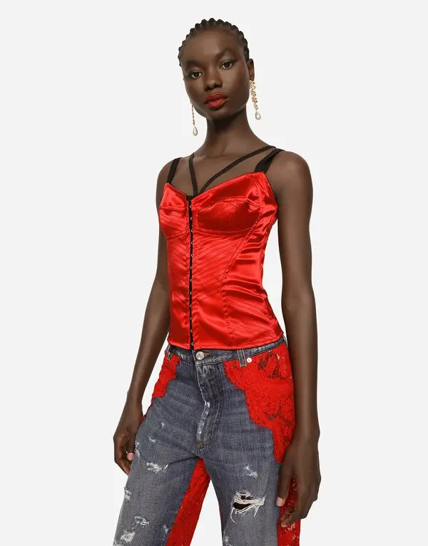 Dolce & Gabbana Satin Corset With Hook-and-eye Fastenings