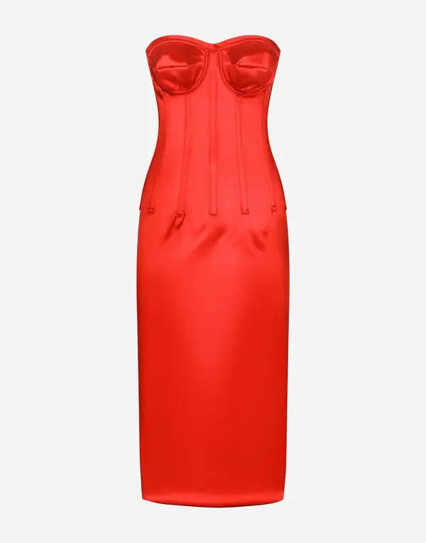 Dolce & Gabbana Satin Corset Midi Dress