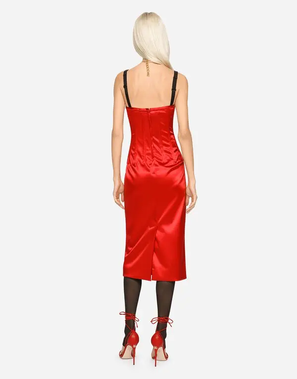 Dolce & Gabbana Satin Corset Midi Dress
