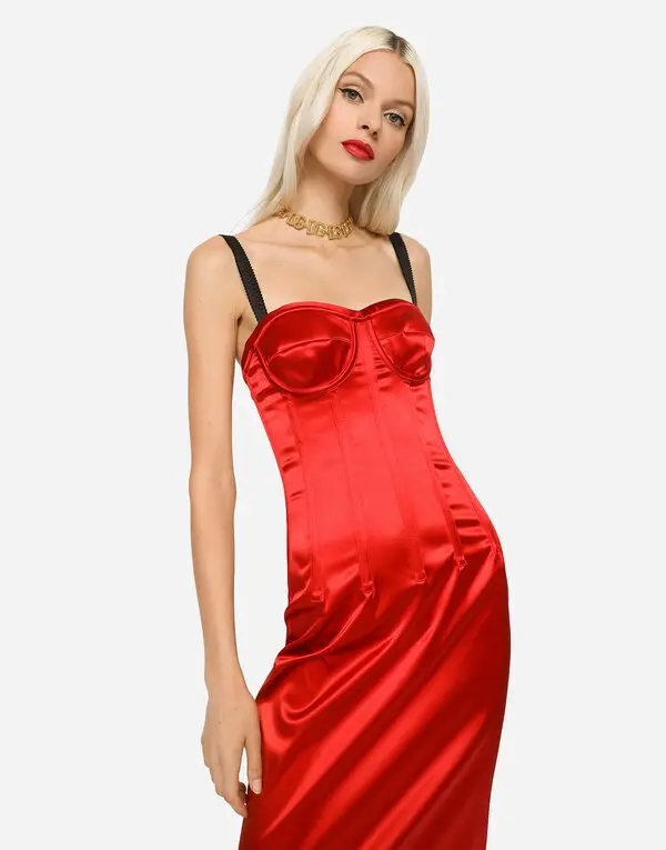 Dolce & Gabbana Satin Corset Midi Dress