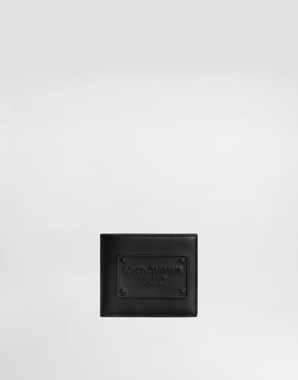 Dolce & Gabbana Calfskin Bifold Wallet With Raised Logo - Black