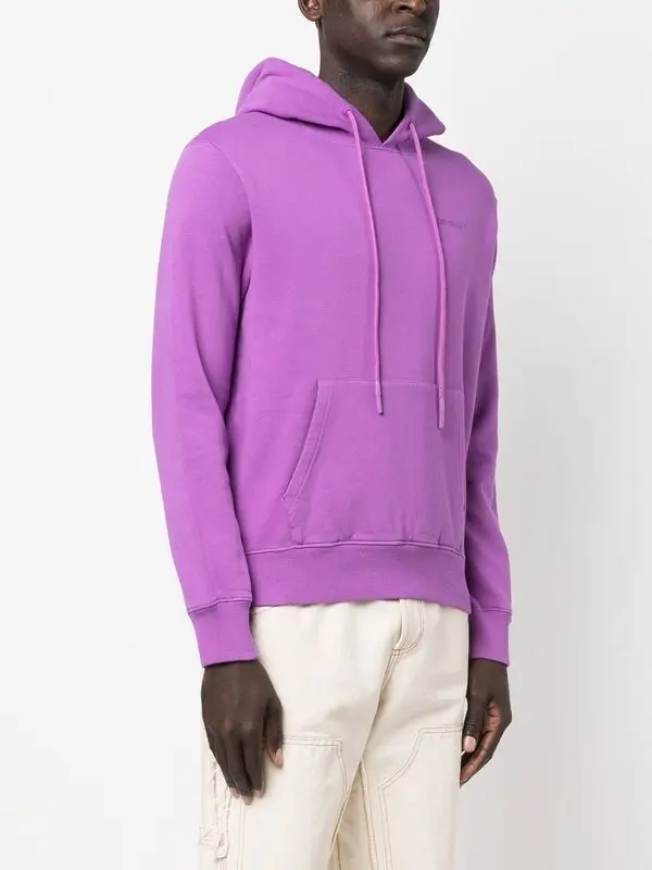 Off-White Logo Print Cotton Hoodie - Purple