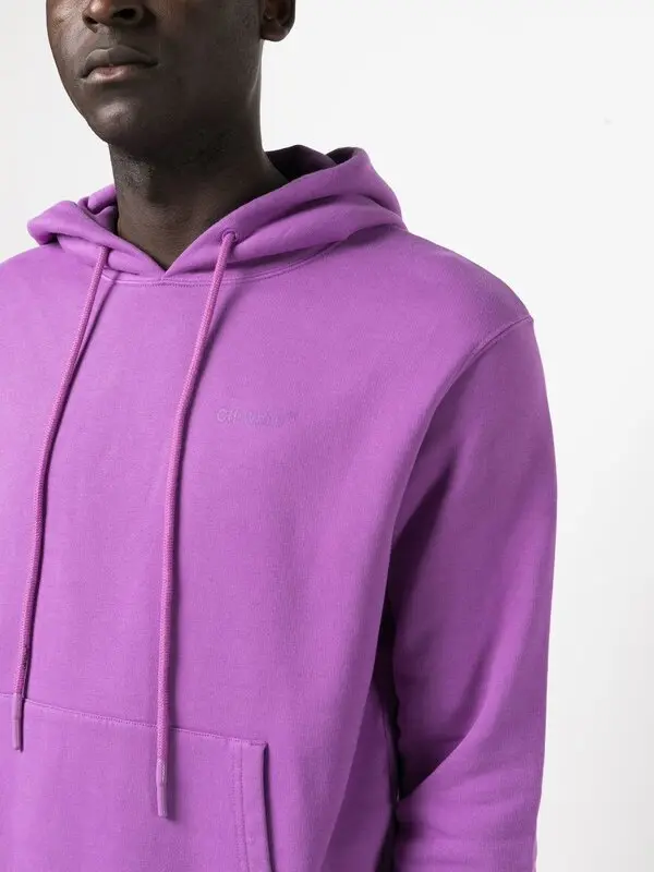 Off-White Logo Print Cotton Hoodie - Purple