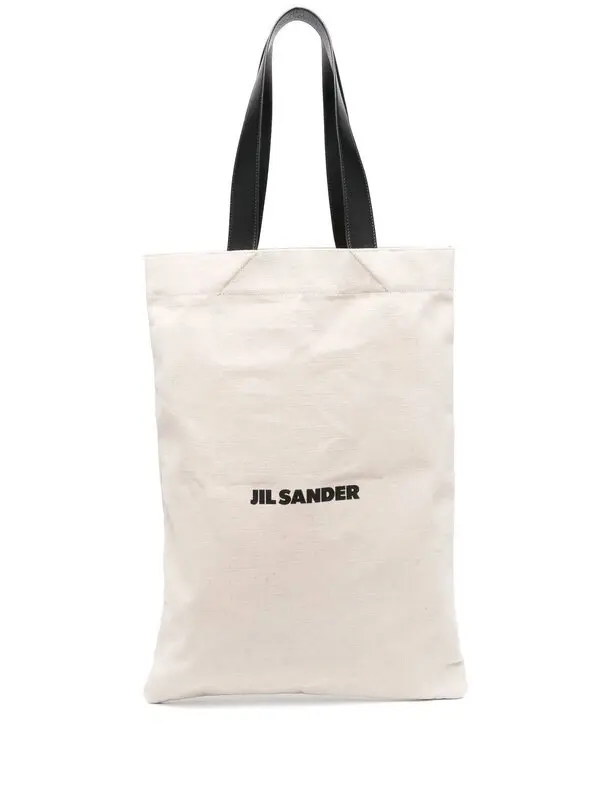 JIL SANDER Logo-print Linen Tote Bag - Neutrals