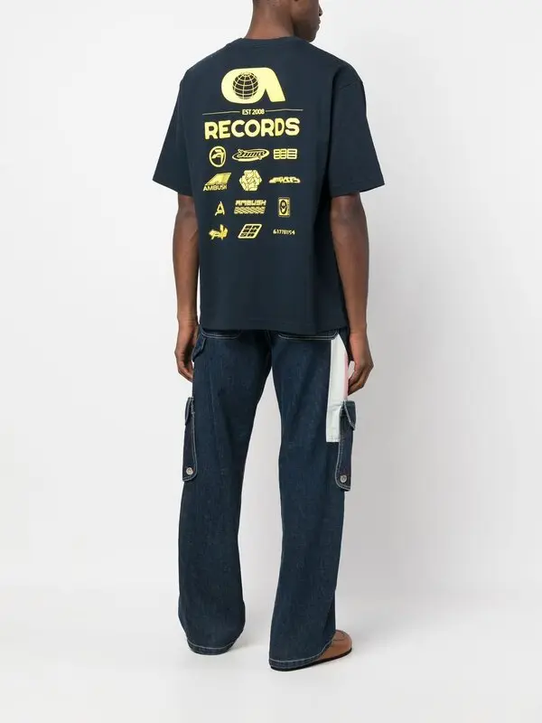 AMBUSH Records-print Cotton T-shirt - Blue