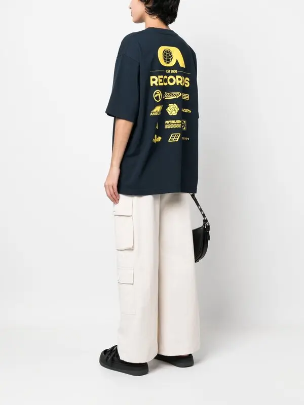 AMBUSH Records-print Cotton T-shirt - Blue