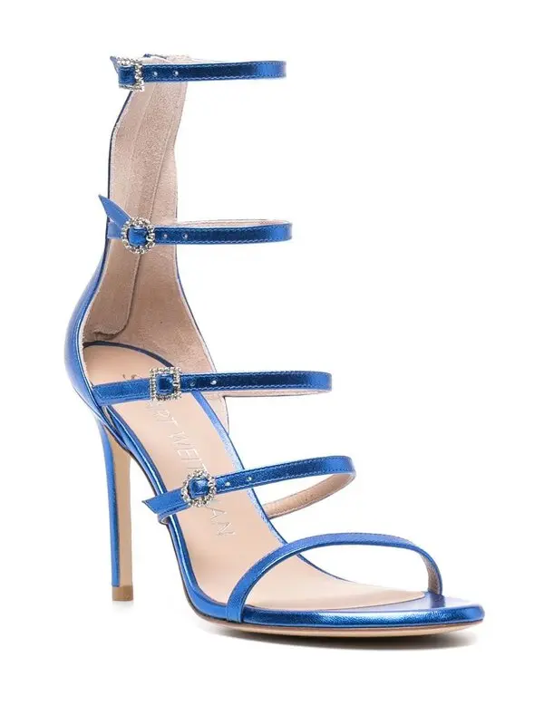 STUART WEITZMAN 100mm Crystal-buckle Metallic Sandals