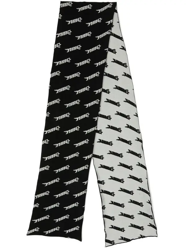 AMBUSH Intarsia Logo-knit Virgin Wool-blend Scarf - Black