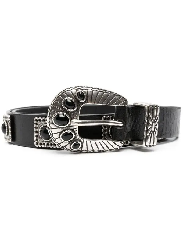 GOLDEN GOOSE Stud-embellished Leather Belt - Black