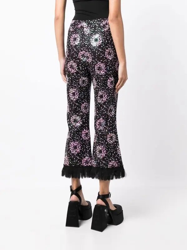 Anna Sui Cropped Sequin-embellished Trousers