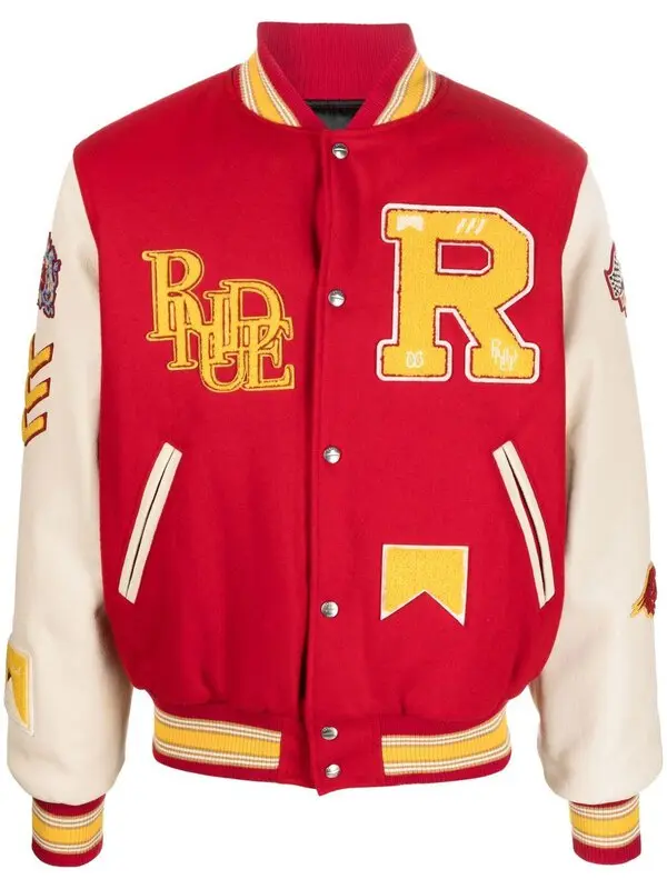 Rhude Bull Market Varsity Jacket - Red