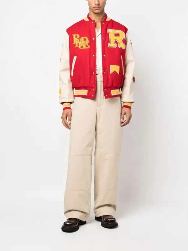 Rhude Bull Market Varsity Jacket - Red