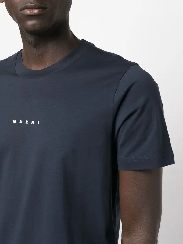 Marni Logo-print Cotton T-shirt - Blue