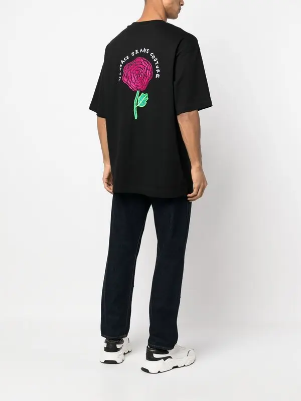 Versace Floral-embroidered Cotton T-shirt