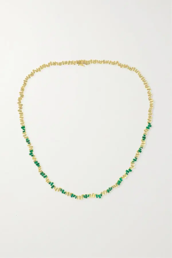 SUZANNE KALAN 18-karat Emerald Tennis Necklace - Gold