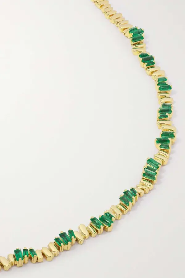 SUZANNE KALAN 18-karat Emerald Tennis Necklace