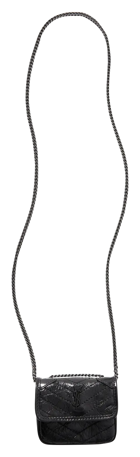 Saint Laurent Niki Micro Embellished Crinkled-leather Airpods Case