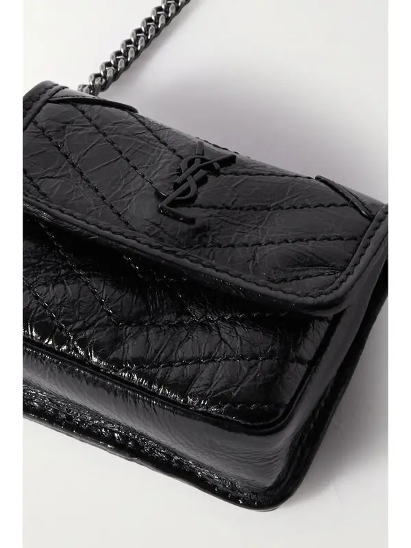 Saint Laurent Niki Micro Embellished Crinkled-leather Airpods Case