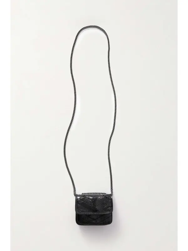 Saint Laurent Niki Micro Embellished Crinkled-leather Airpods Case
