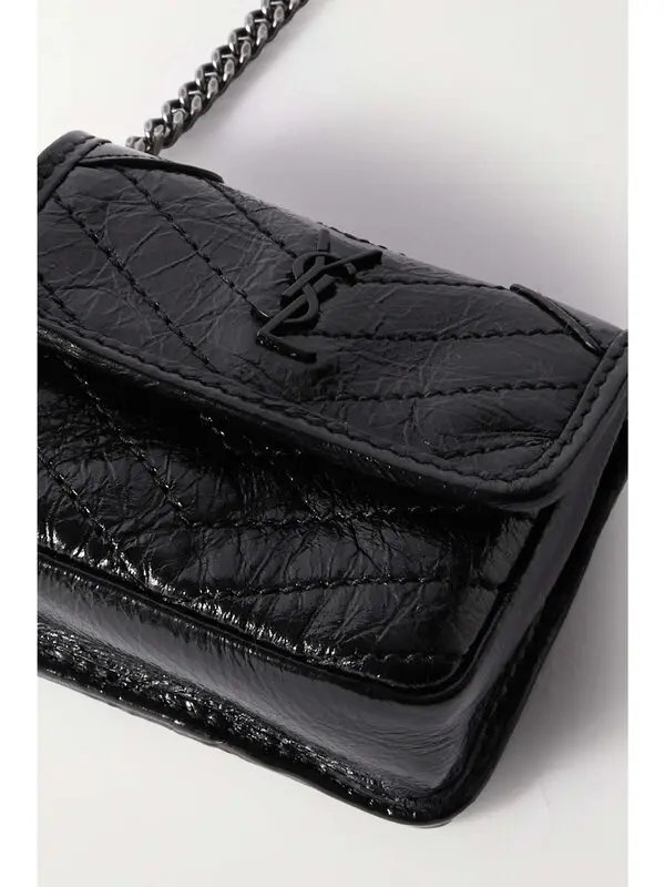 Saint Laurent Niki Micro Embellished Crinkled-leather Airpods Case