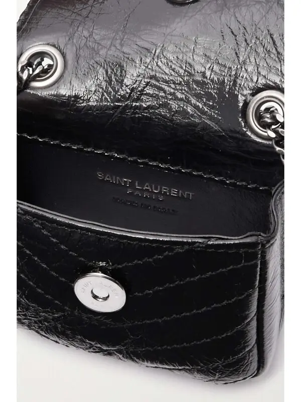 Saint Laurent Niki Micro Embellished Crinkled-leather Airpods Case