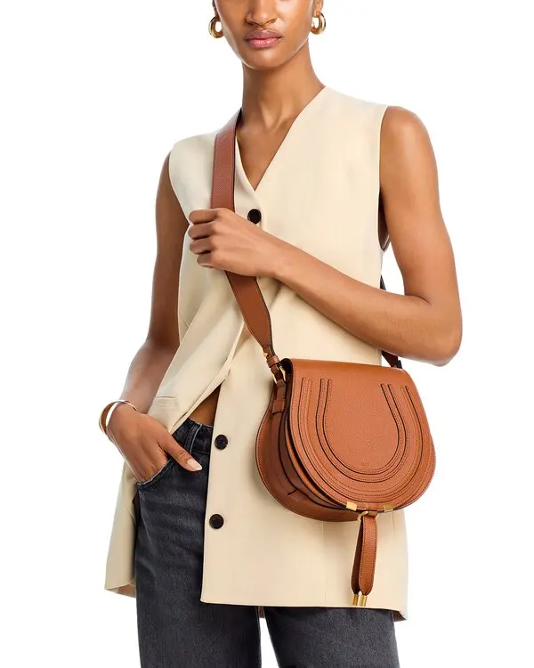 Chloé Marcie Leather Saddle Bag - Auburn Red